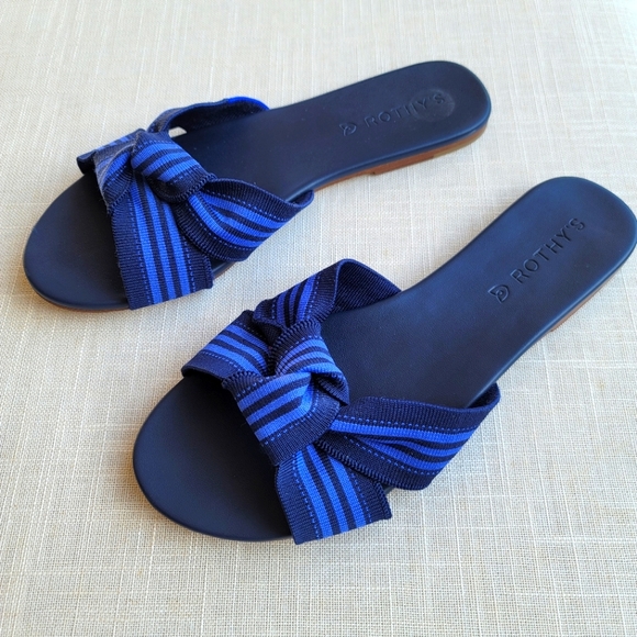 Rothy's | Shoes | Rothys Size 8 The Knot Cobalt Blue Stripe Sandals ...